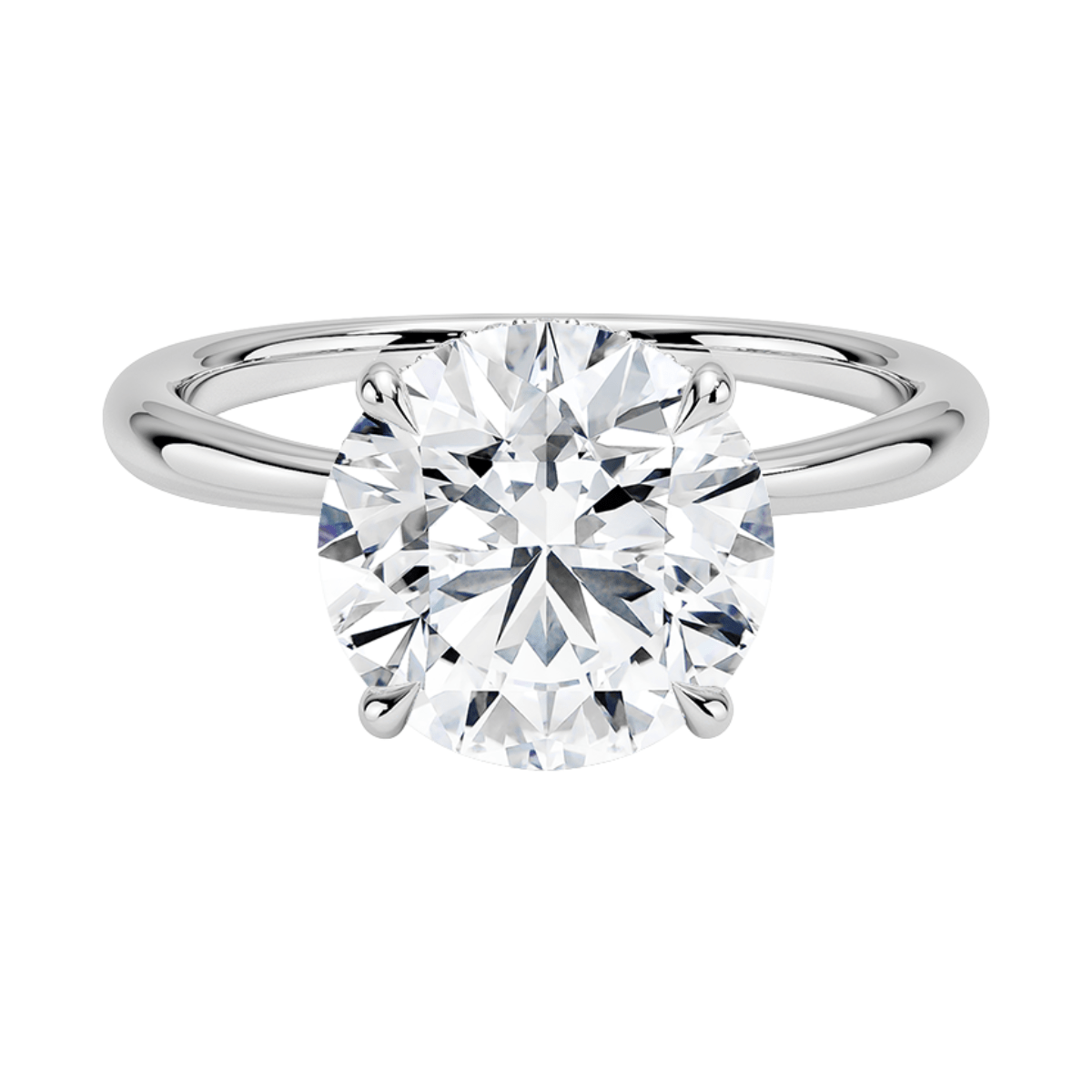 Round Solitaire Lab Diamond Engagement Ring with Hidden Halo – Bijoux Luxo